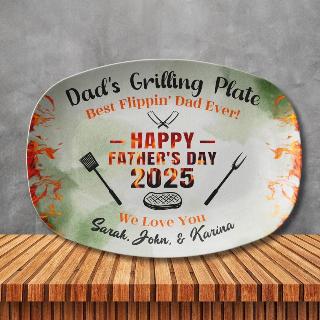 Personalized Dad Grilling Plate, Custom BBQ Platter, Fathers Day Gift ...