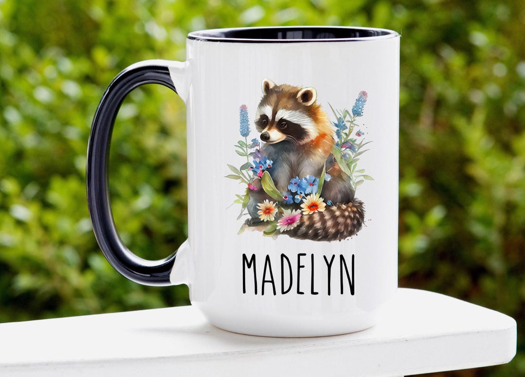 Raccoon Gifts, Raccoon Mug, Custom Name, Raccoon Coffee Mug, Funny ...