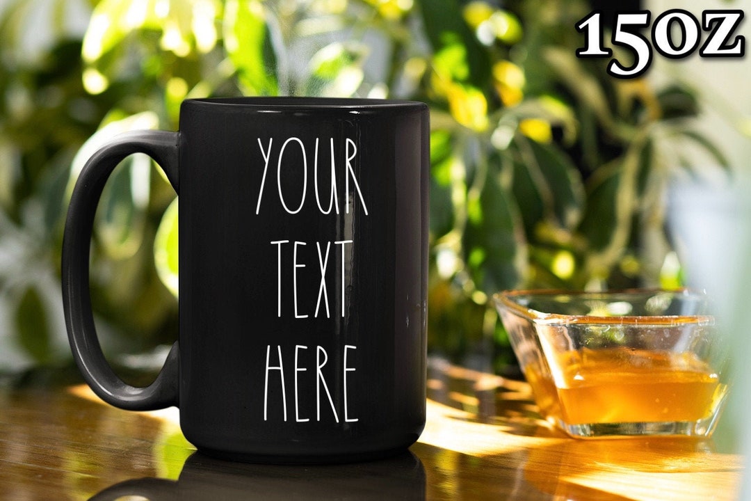Custom Black Mug, Custom Text Mug Black, Personalized Custom Picture ...