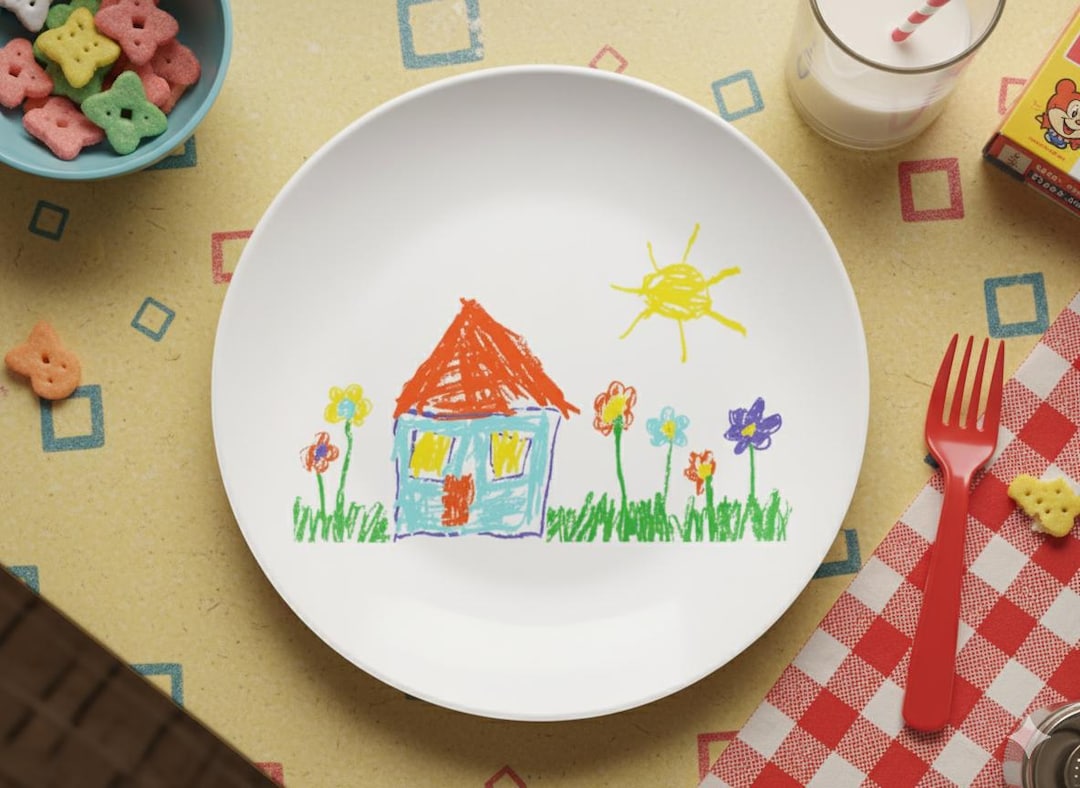 Kids Drawing Plate, Your Art on a Plate, Custom Child Artwork Plate ...