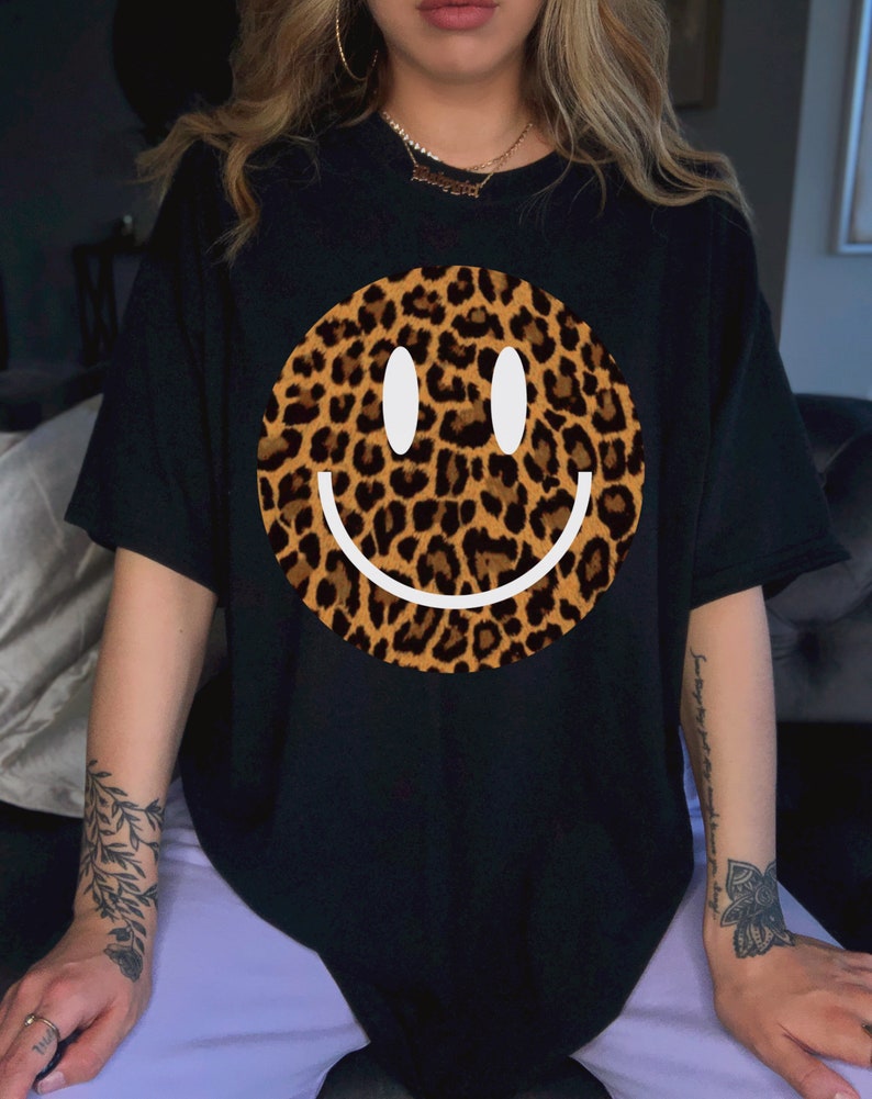 Leopard Print Smiley Face Shirt Smile Shirt Smiley Face | Etsy