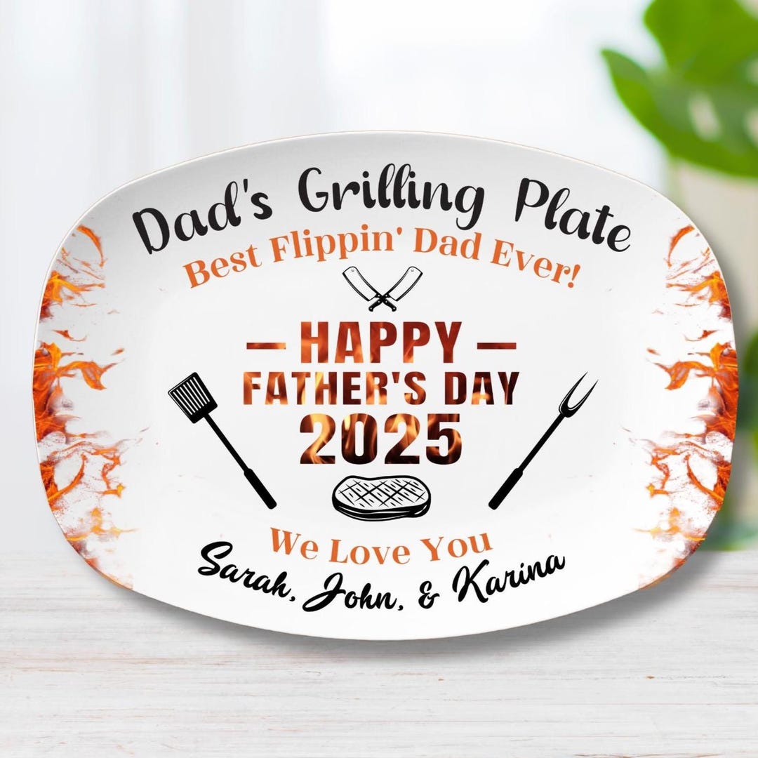 Personalized Dad Grilling Plate, Custom BBQ Platter, Fathers Day Gift ...
