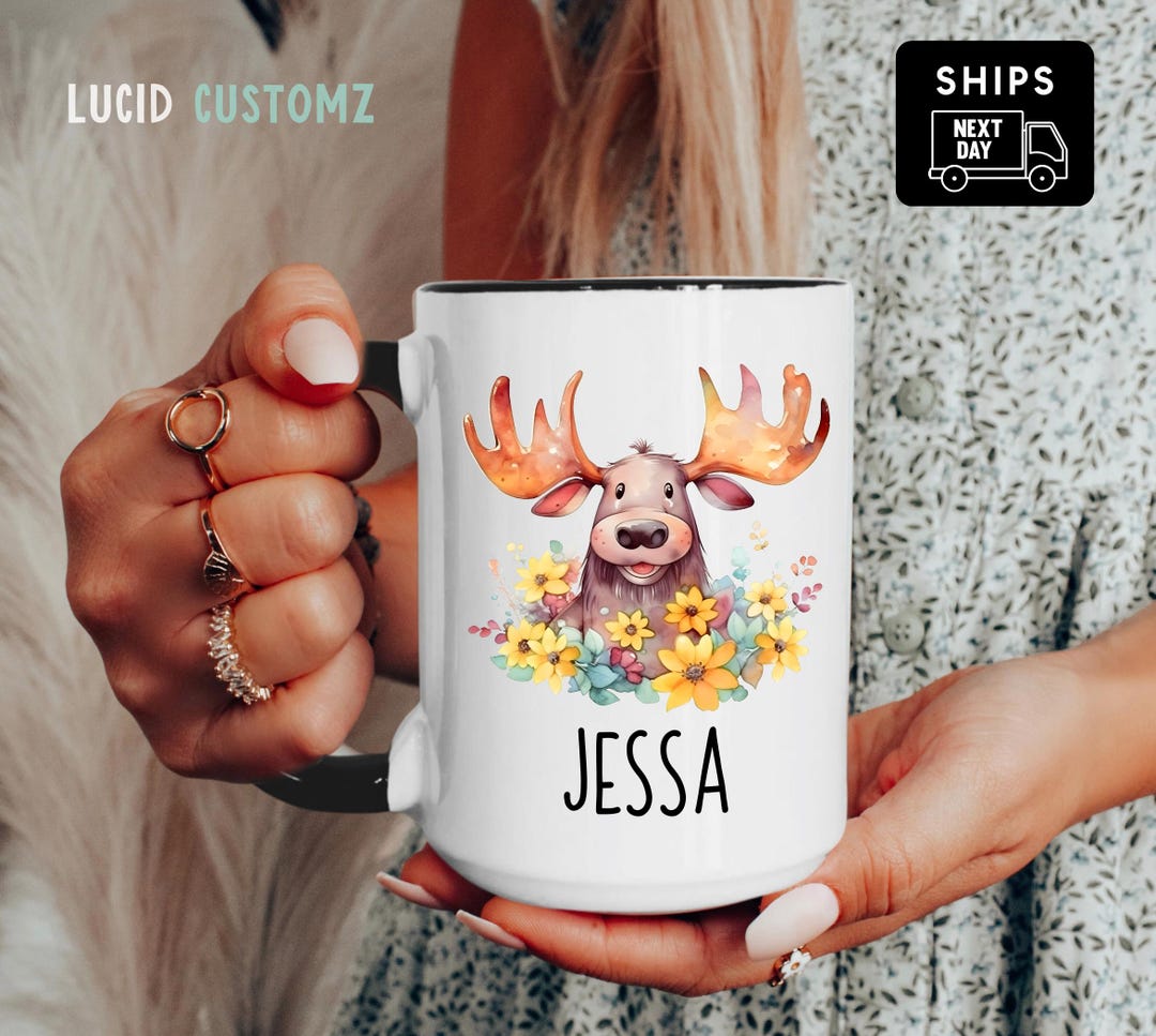 Moose Personalized Mug, Custom Coffee Cup, Wildlife Mug, Nature Lover ...