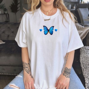 Blue Butterfly Shirt Butterfly Top Butterfly Tee Monarch | Etsy