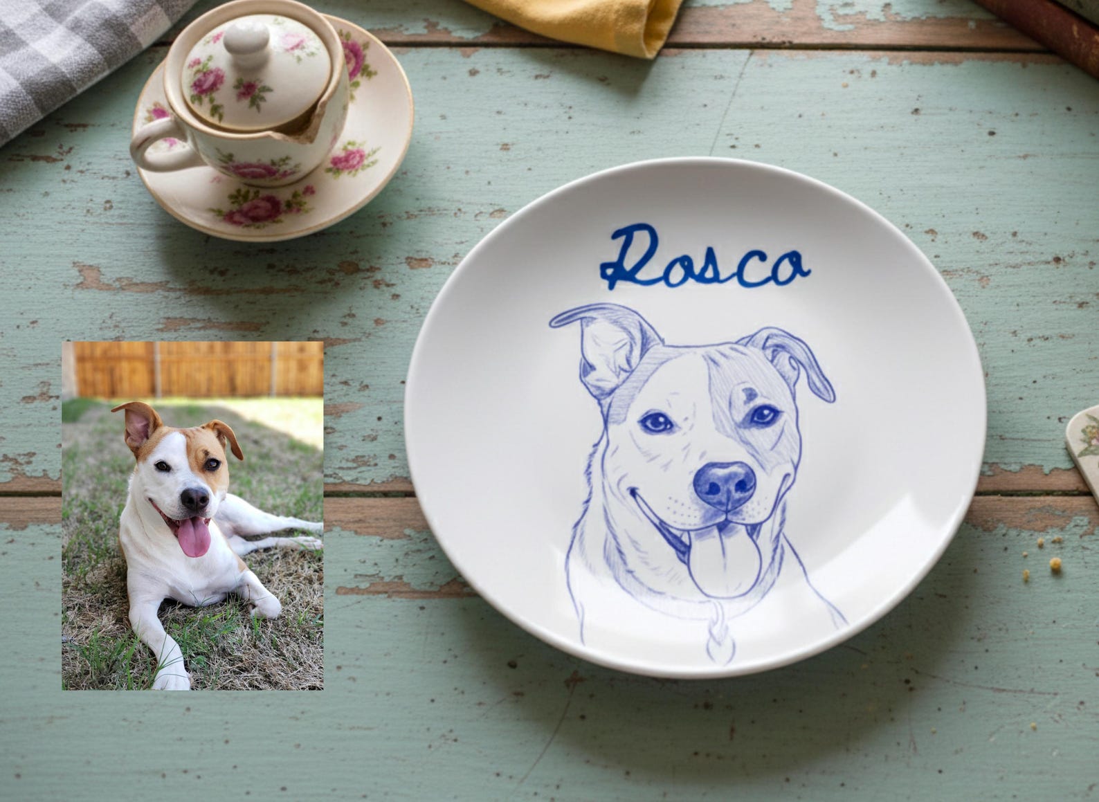 Pet Portrait Plate, Custom Pet Photo Plate, Personalized Dog or Cat ...