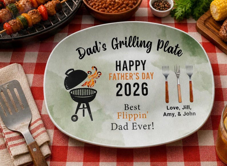 Personalized Dad Grilling Plate, Custom BBQ Platter, Fathers Day Gift ...