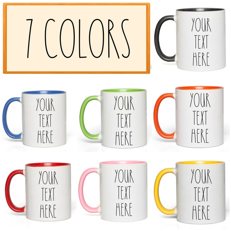 Custom Text 11oz Accent Mug Two Color Accent Coffee Mug - Etsy