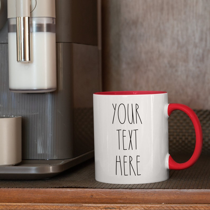 Custom Text 11oz Accent Mug Two Color Accent Coffee Mug - Etsy