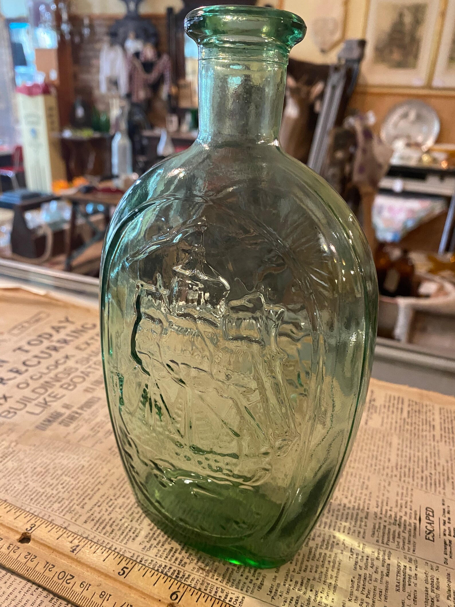 TWD Green Bottle With Eagle and Clipper Ship - Etsy