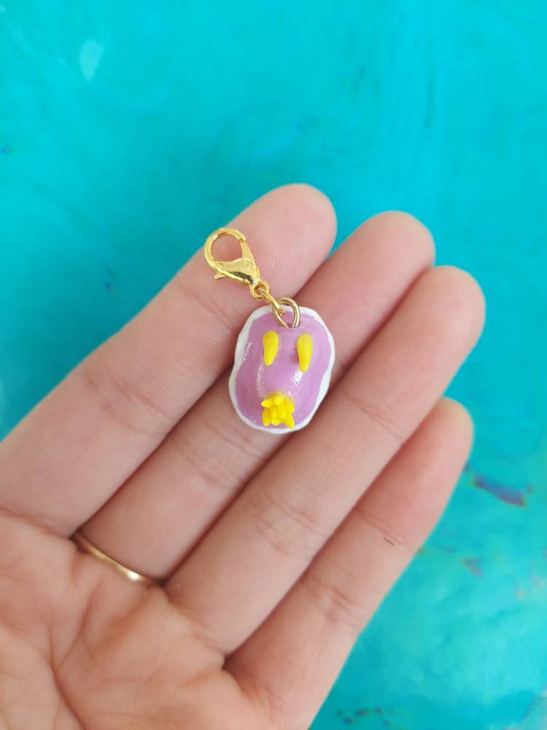 Sea Slug Charm for Charity purple and Yellow Polymer Clay Cute Kawaii ...
