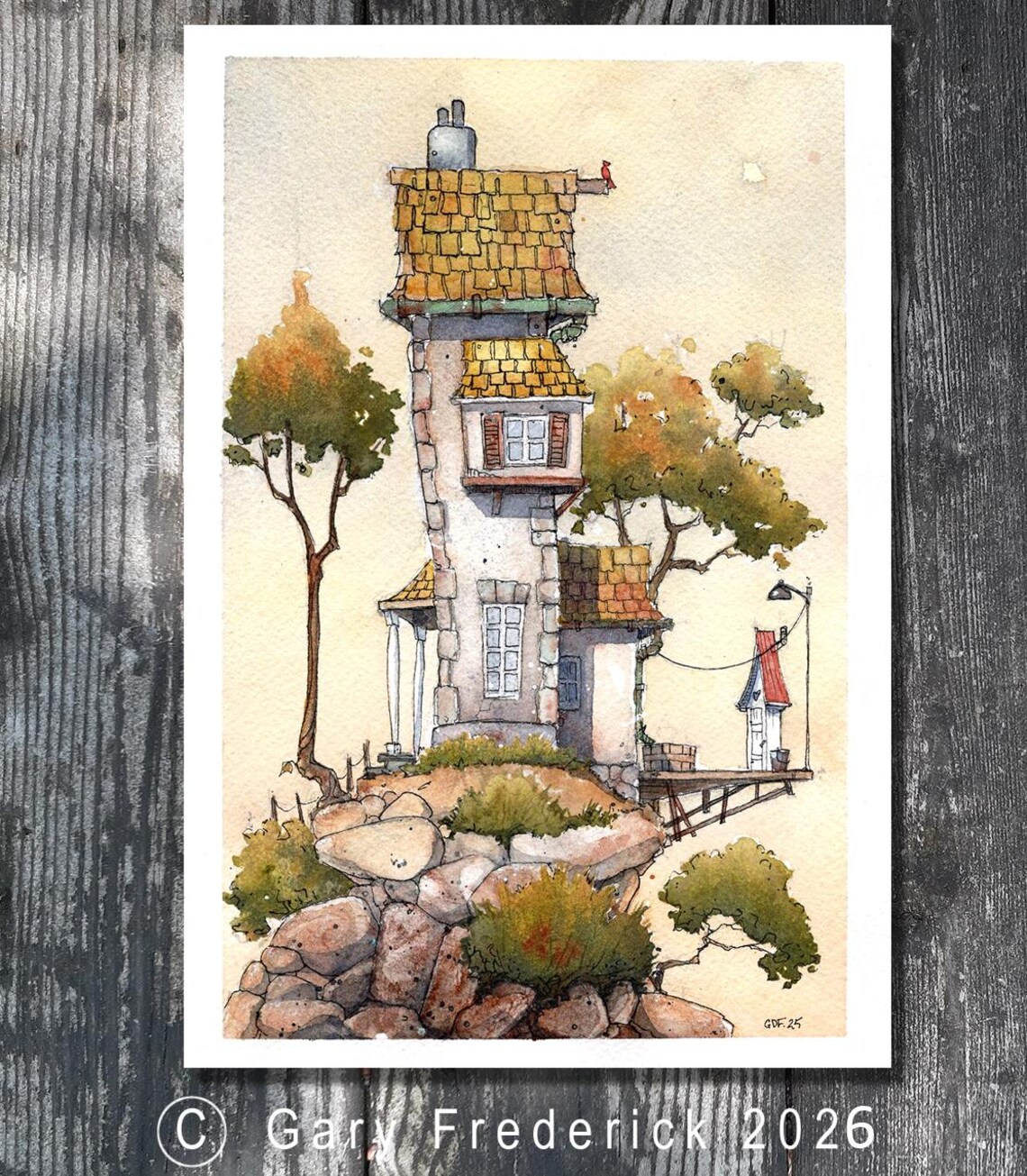 Watercolor PRINT- Gary Frederick. Line and Wash. 8.5" 5.5". Unframed - Etsy