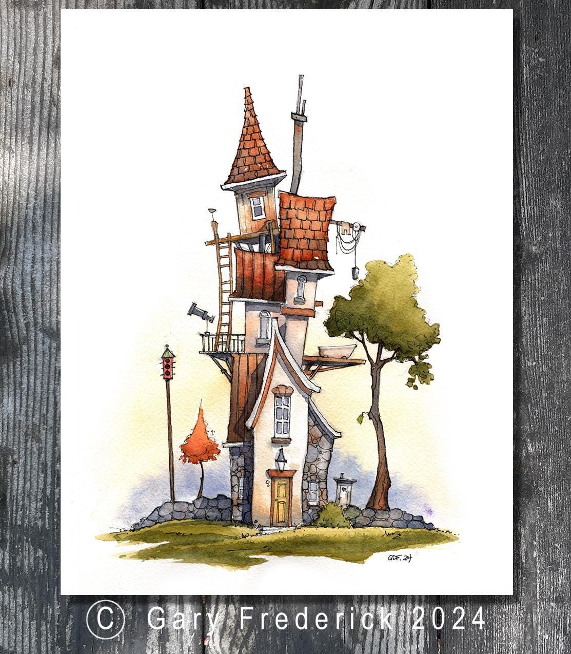 Watercolor PRINT- Gary Frederick. Line and Wash. 8"x 10". Unframed - Etsy