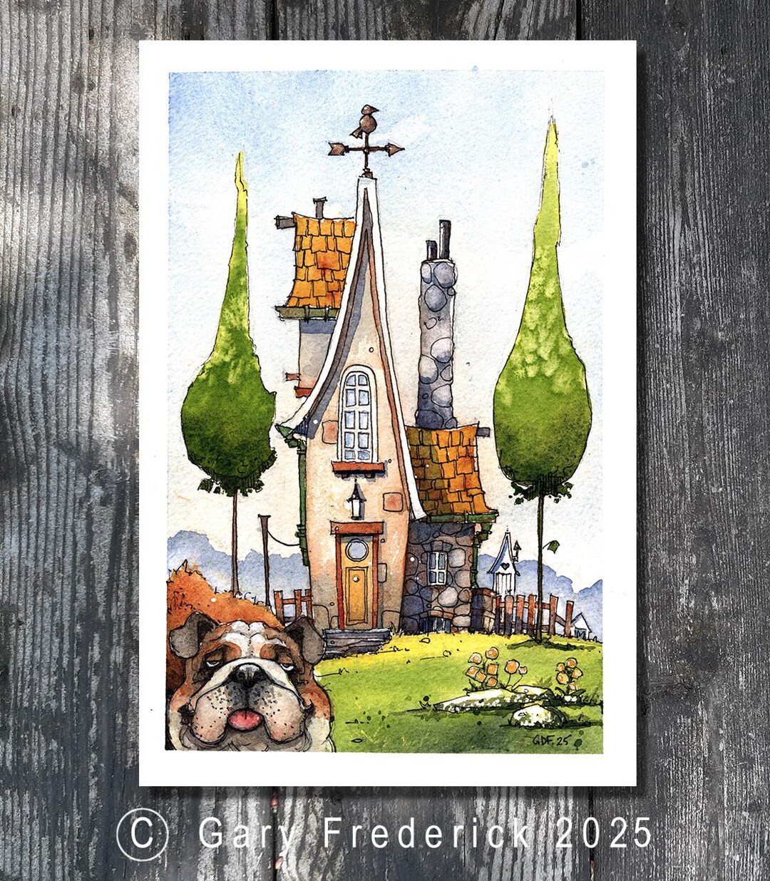 Original Watercolour Painting - Gary Frederick Whimsical Rural Scene. 6 ...