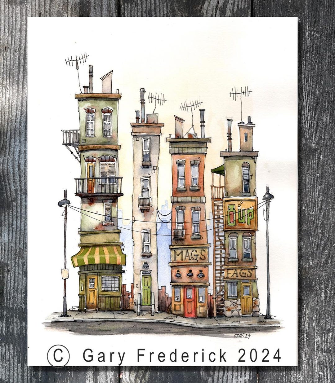 Watercolor PRINT - Gary Frederick. Line and Wash. 5/25. 8"x 10 ...