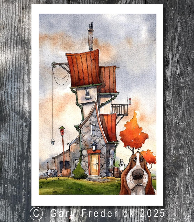 Watercolor PRINT- Gary Frederick. Line and Wash. 5.5"x 8.5". Unframed ...