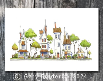 Watercolor PRINT - Gary Frederick. Line and Wash. 5.5"x 8.5". Unframed ...