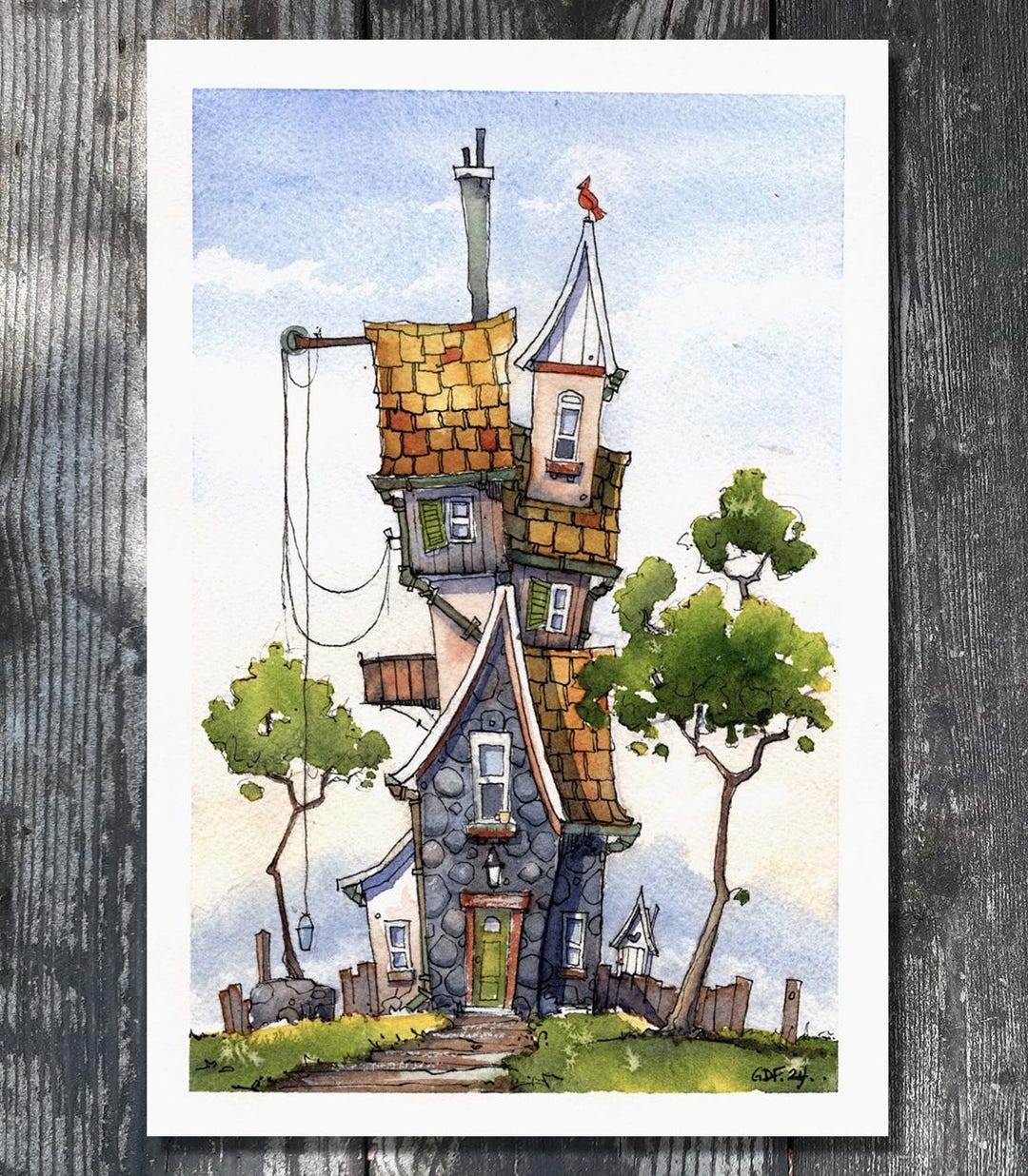 Watercolour and Ink - Gary Frederick . Print 5.5" X 8.5" . Unframed - Etsy