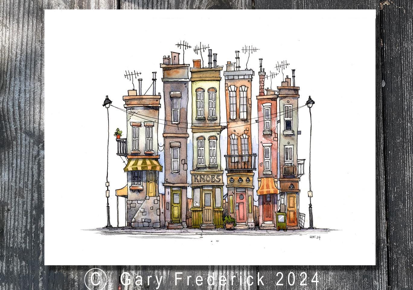 Whimsical Art PRINT - Gary Frederick. Line and Wash. 7"x 11". Unframed - Etsy