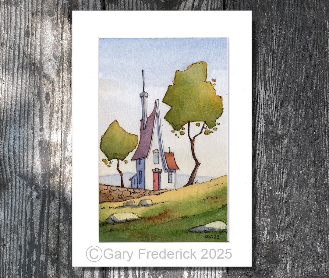 Original Watercolour and Ink - Gary Frederick Whimsical Scenes. 5" X 7 ...