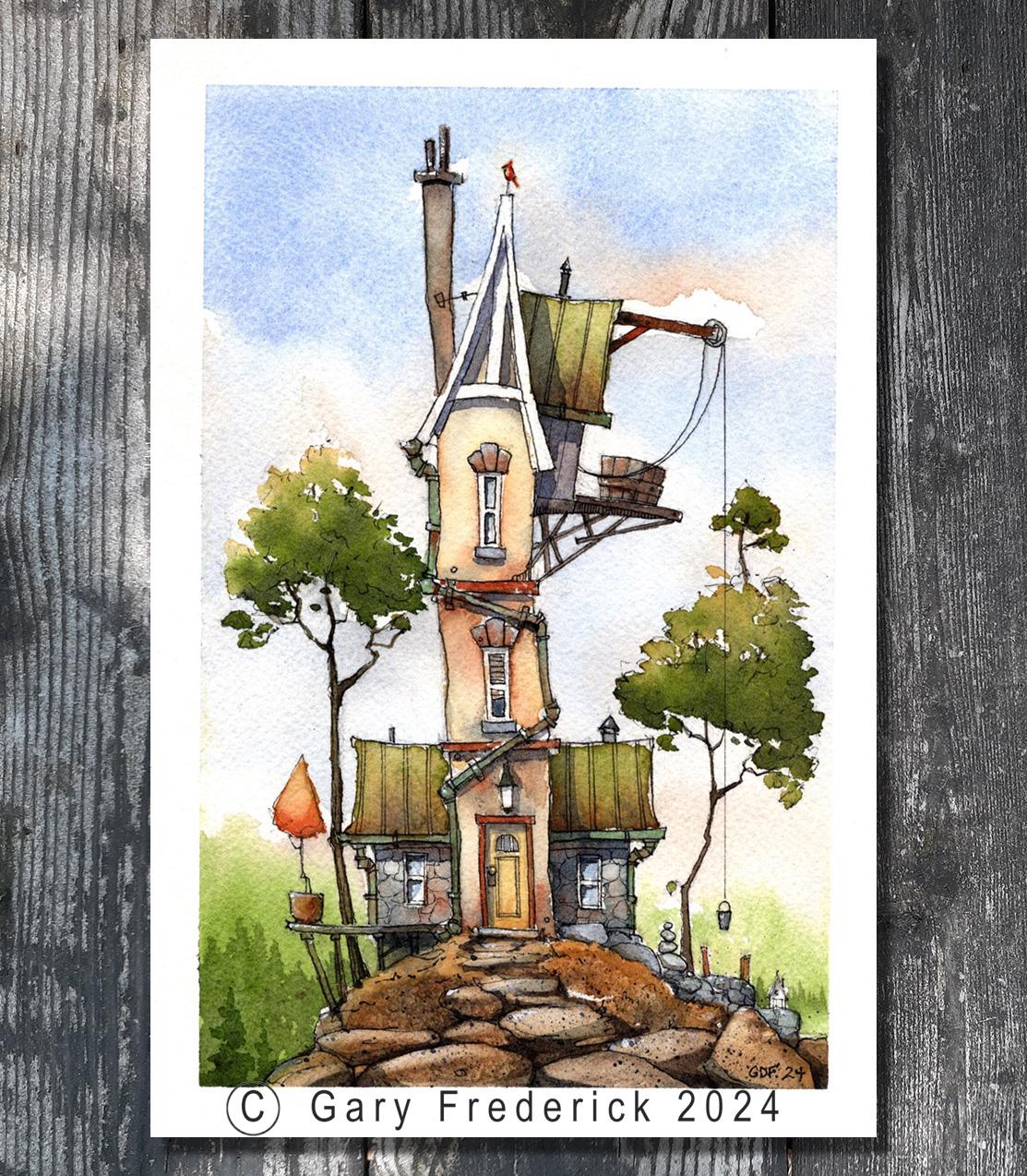 Watercolor PRINT - Gary Frederick. Line and Wash. 5.5"x 8.5". Unframed ...