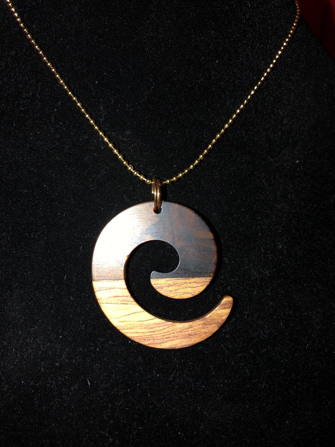 18 Walnut Wood & Tortoise Shell Swirl Resin Koru Necklace - Etsy