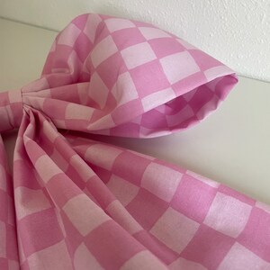 Pink Checkered Bow, Large Fabric Bow, Wall Decoration, Coquette Bow ...