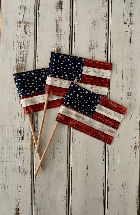 3 Small Flags USA Fabric Flag Set Patriotic Tiered Tray | Etsy