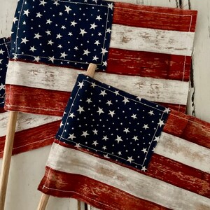 3 Small Flags, USA Fabric Flag Set, Patriotic Tiered Tray, Plant Pokes ...