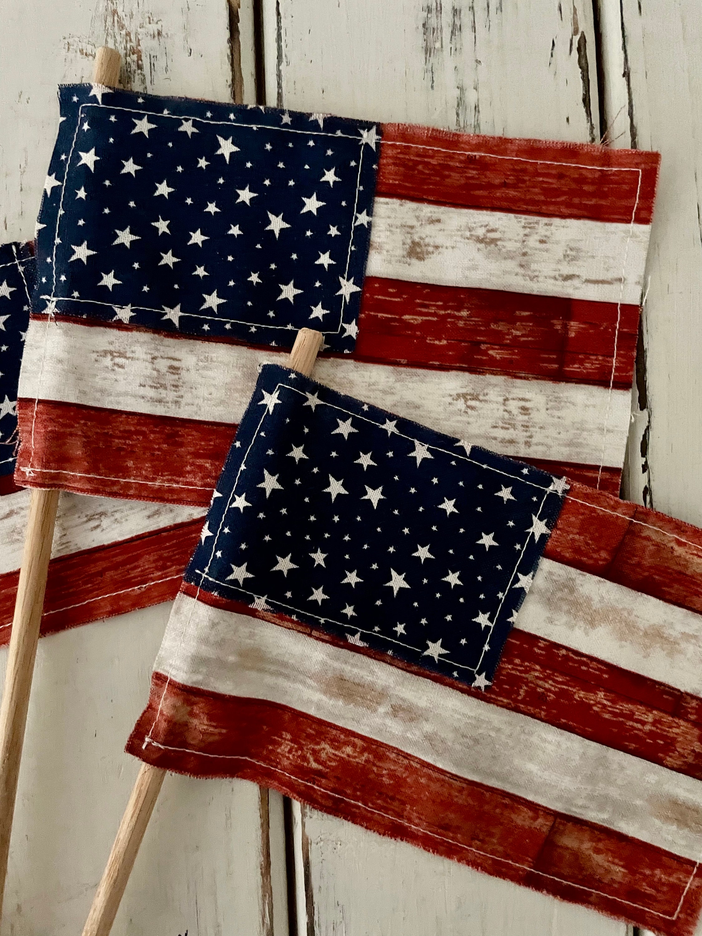 3 Small Flags USA Fabric Flag Set Patriotic Tiered Tray | Etsy
