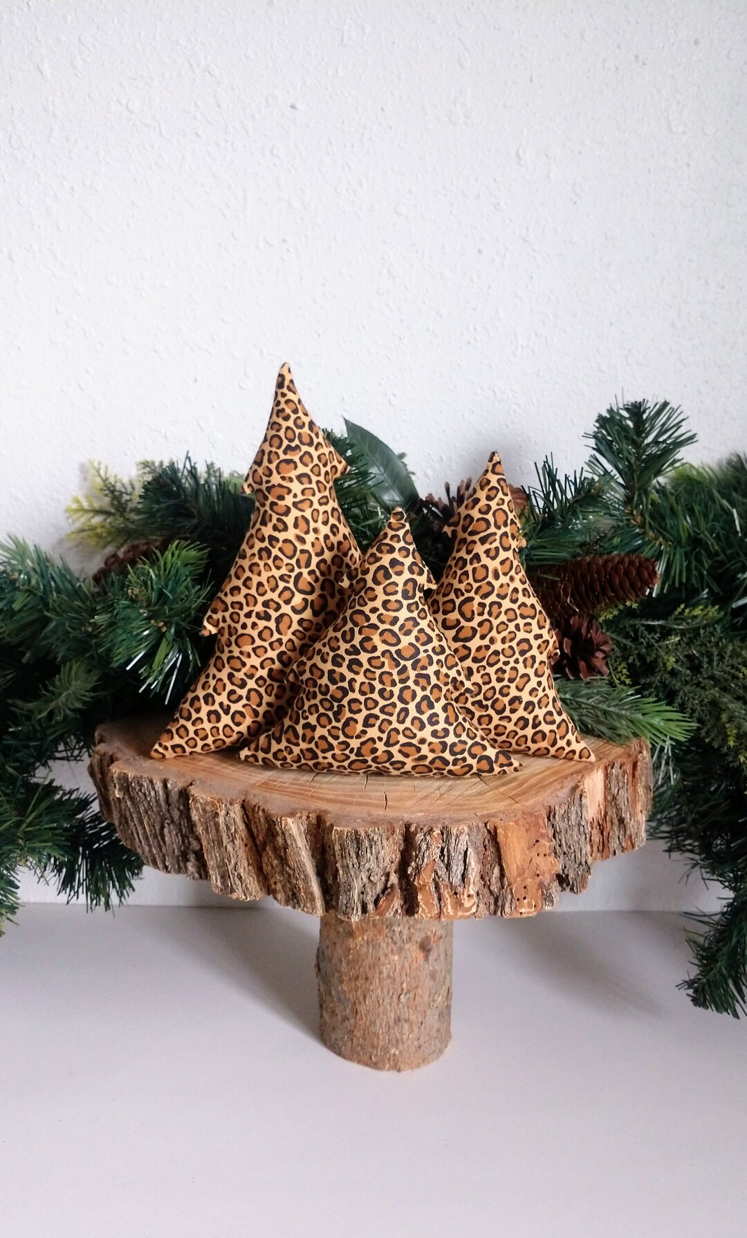 Leopard Trees Set, Tiered Tray Trees, Leopard Winter Decor, Christmas ...