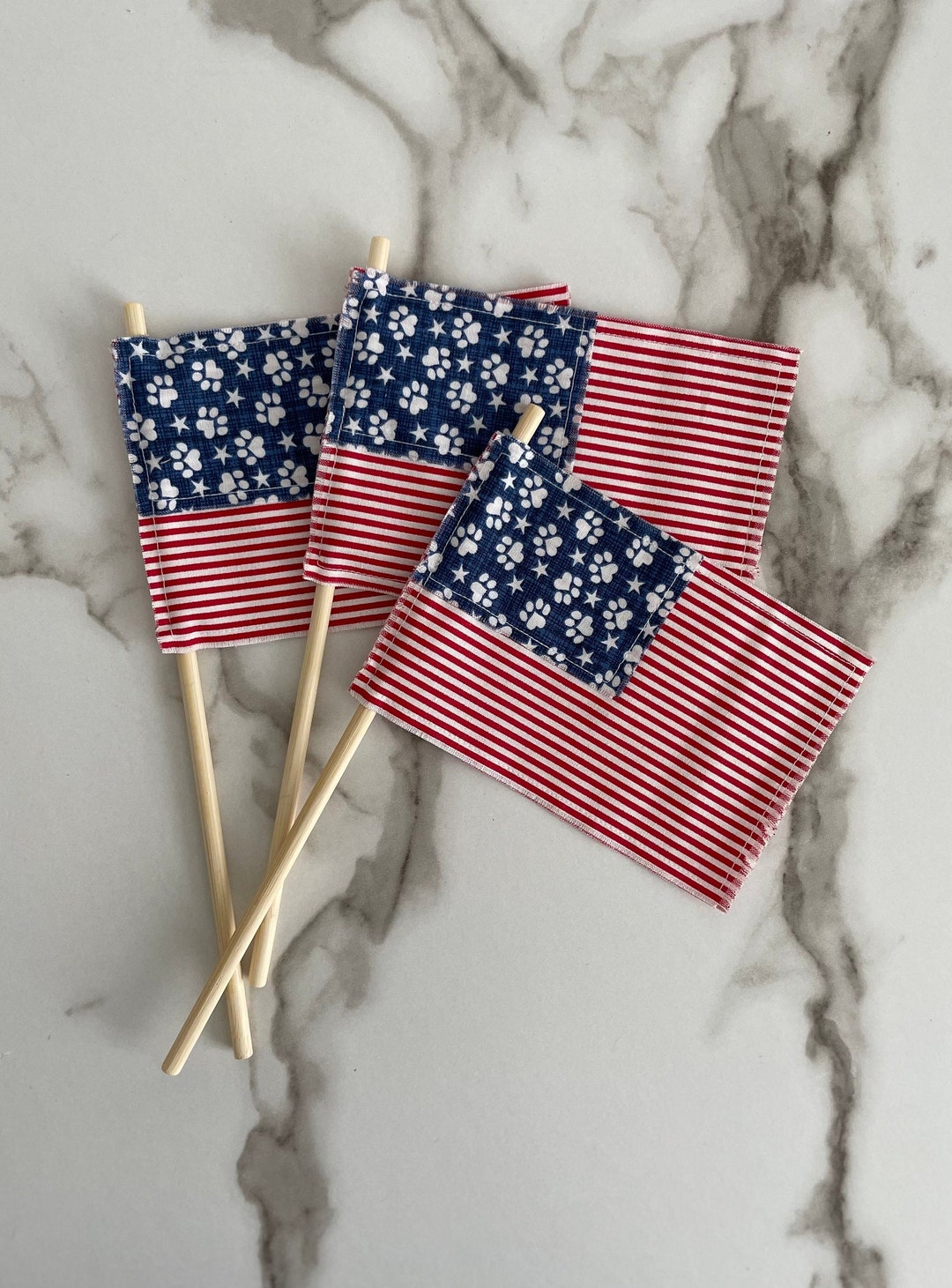 USA 3 Small Flags Set, USA Animal America Fabric Flag Set, Paw Print ...