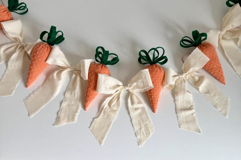 Easter Carrot & Linen Bow Garland: Spring Mantel Banner - Etsy