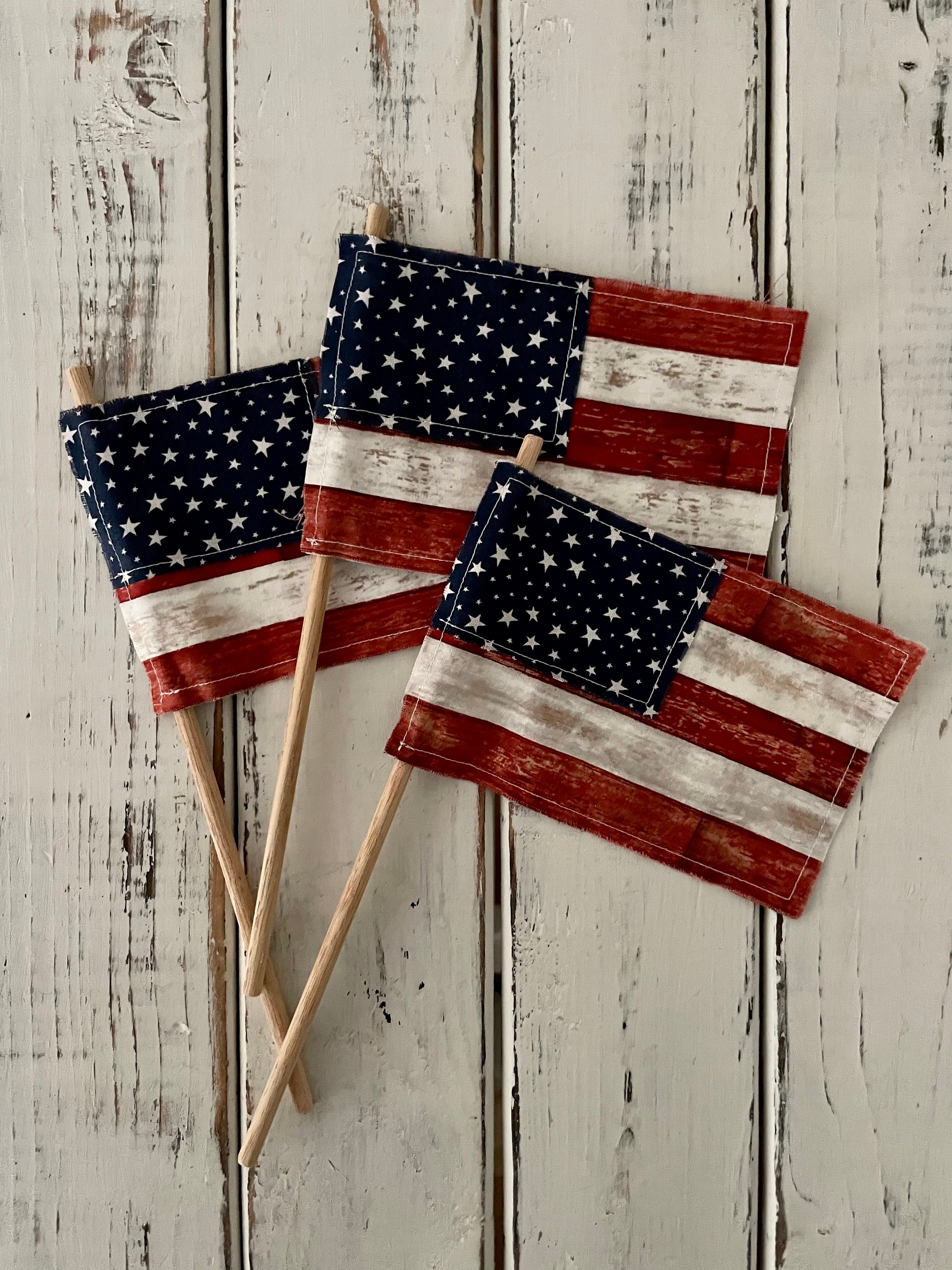 3 Small Flags USA Fabric Flag Set Patriotic Tiered Tray | Etsy