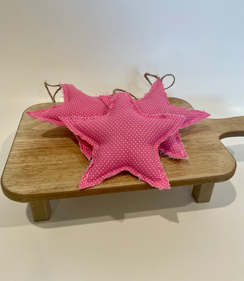 Pink Star Decorations, Set of 3 Hanging Stars, Primitive Star Ornaments ...