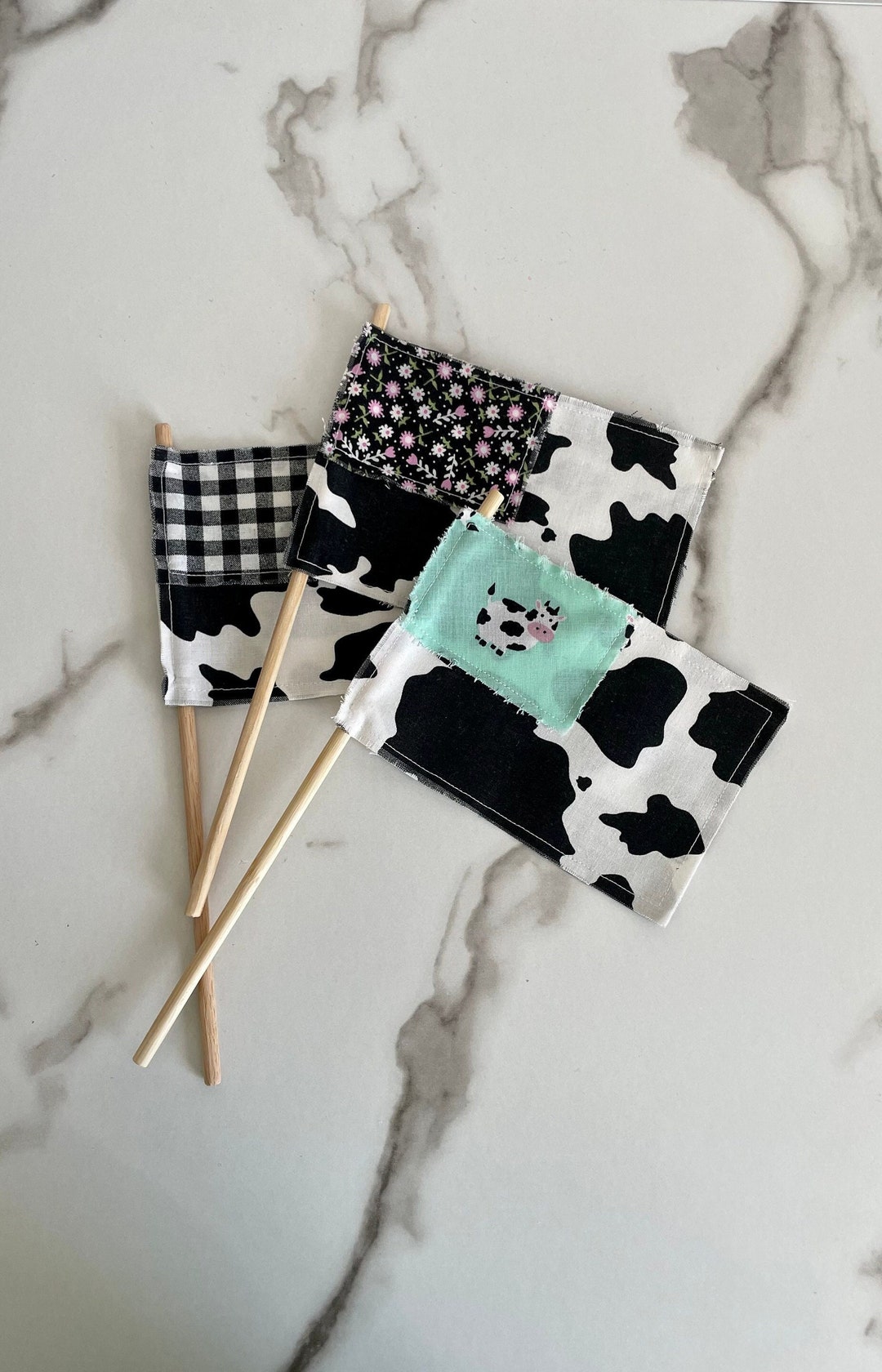 Cow Flags Decor, Cow Tiered Tray, Cow Farmhouse Fabric Flags, Farm ...
