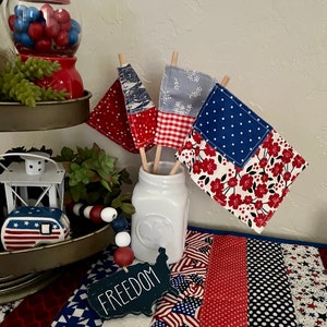 3 Small Flags USA Fabric Flag Set Patriotic Tiered Tray - Etsy