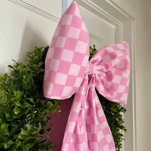 Pink Checkered Coquette Bow: Large Fabric Wall Decor - Etsy