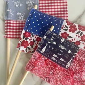3 Small Flags, USA Fabric Flag Set, Patriotic Tiered Tray, Plant Pokes ...