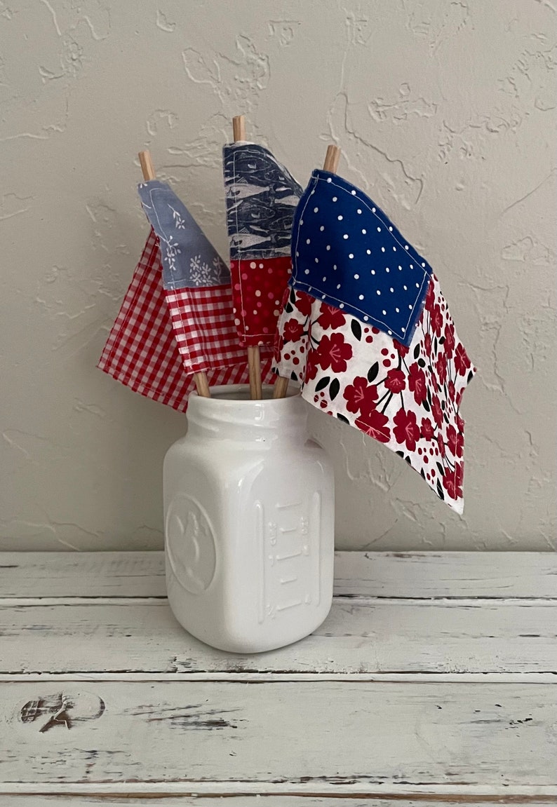 3 Small Flags USA Fabric Flag Set Patriotic Tiered Tray - Etsy