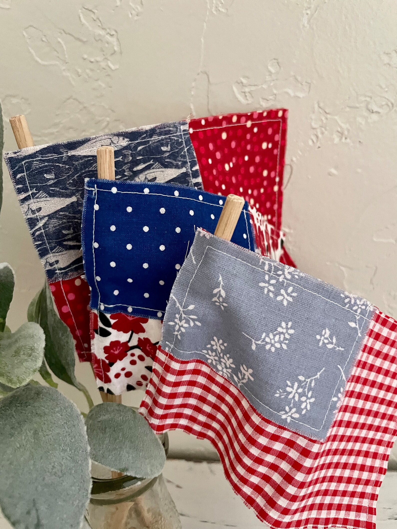 3 Small Flags USA Fabric Flag Set Patriotic Tiered Tray - Etsy