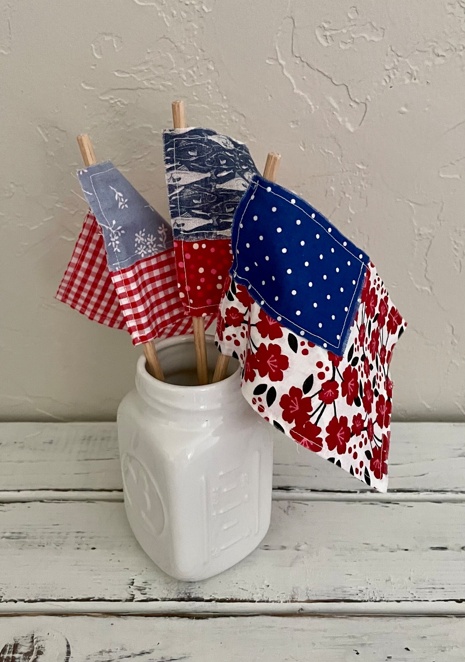 3 Small Flags USA Fabric Flag Set Patriotic Tiered Tray - Etsy