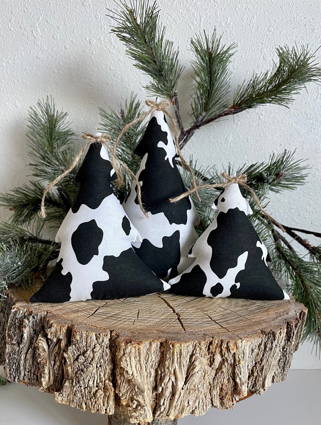 Cow Christmas Trees Set, Tiered Tray Trees, Winter Decor, Christmas ...