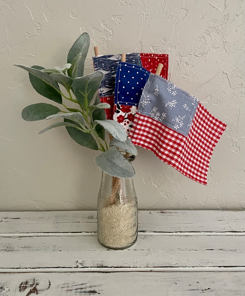 3 Small Flags USA Fabric Flag Set Patriotic Tiered Tray - Etsy