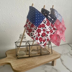 3 Small Flags, USA Fabric Flag Set, Patriotic Tiered Tray, Plant Pokes ...