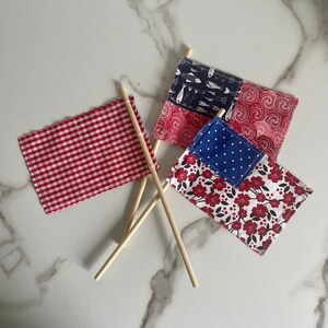 3 Small Flags, USA Fabric Flag Set, Patriotic Tiered Tray, Plant Pokes ...