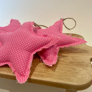 Pink Star Decorations, Set of 3 Hanging Stars, Primitive Star Ornaments ...