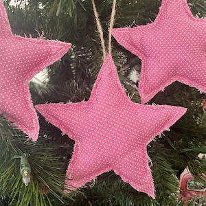 Pink Star Decorations, Set of 3 Hanging Stars, Primitive Star Ornaments ...