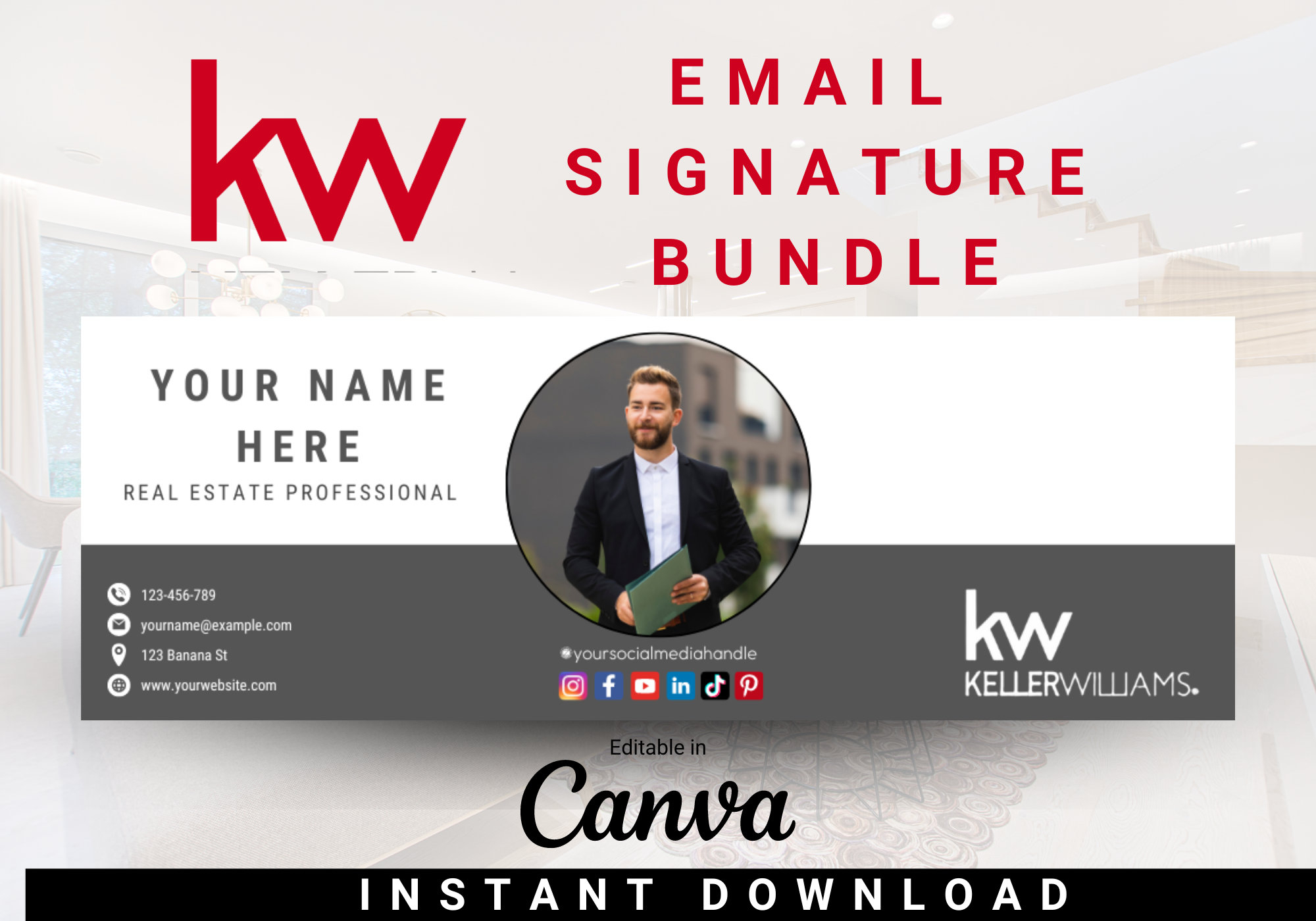 Keller Williams Email Signature Bunele Template Professional - Etsy