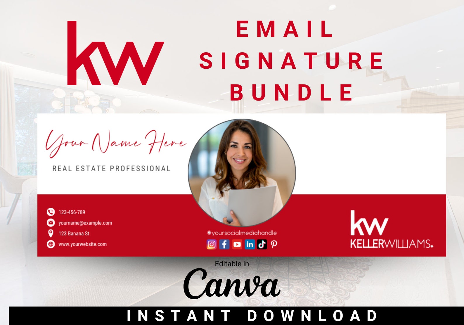 Keller Williams Email Signature Bunele Template, Professional Real ...