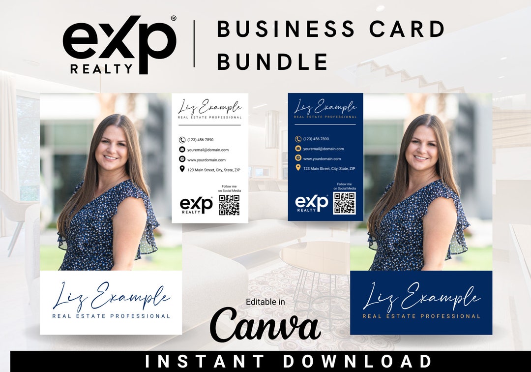 EXP Realty Vertical Business Card BUNDLE - Luxury Business Card - Real ...